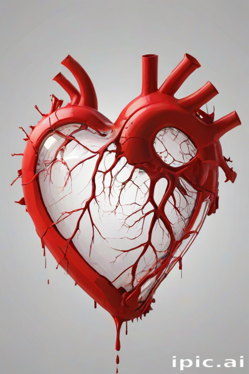 Intricate Design of a Heart with Vivid Red Veins and Blood