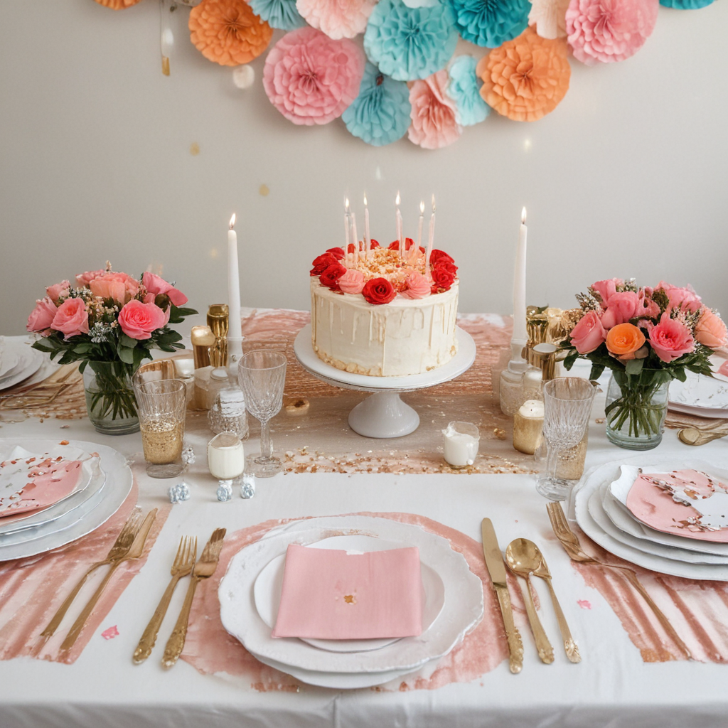 decorated table for an birthday party close