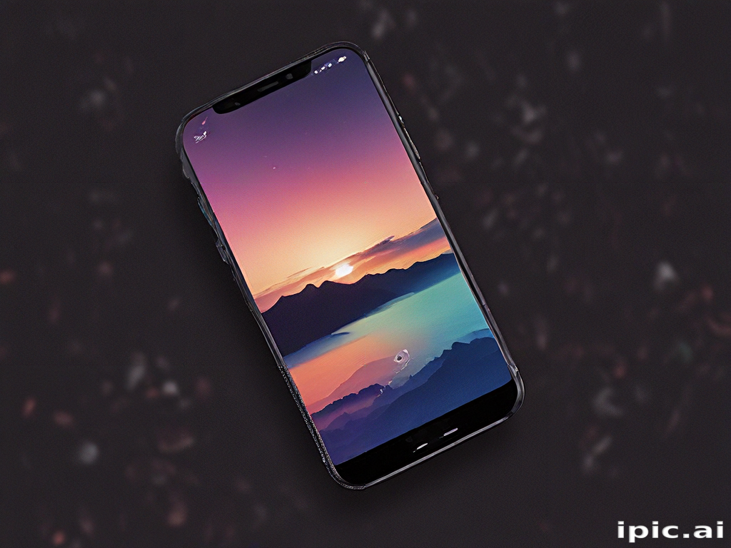 Stunning Smartphone Display Featuring a Serene Mountain Sunset Reflection