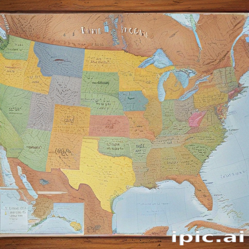 Colorful Illustrated Map of the United States with Detailed Geographic ...
