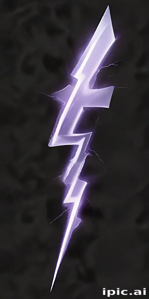 Stylized Lightning Bolt Design with Vibrant Purple Glow on Dark Background