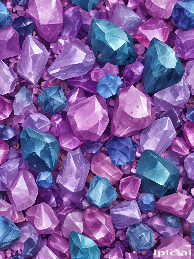 Vibrant Collection of Colorful Crystals Sparkling in Purples and Blues