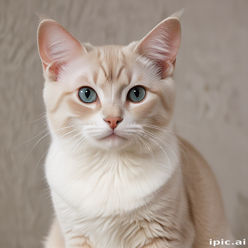 Adorable Cream-Colored Cat with Striking Blue Eyes and Fluffy Fur