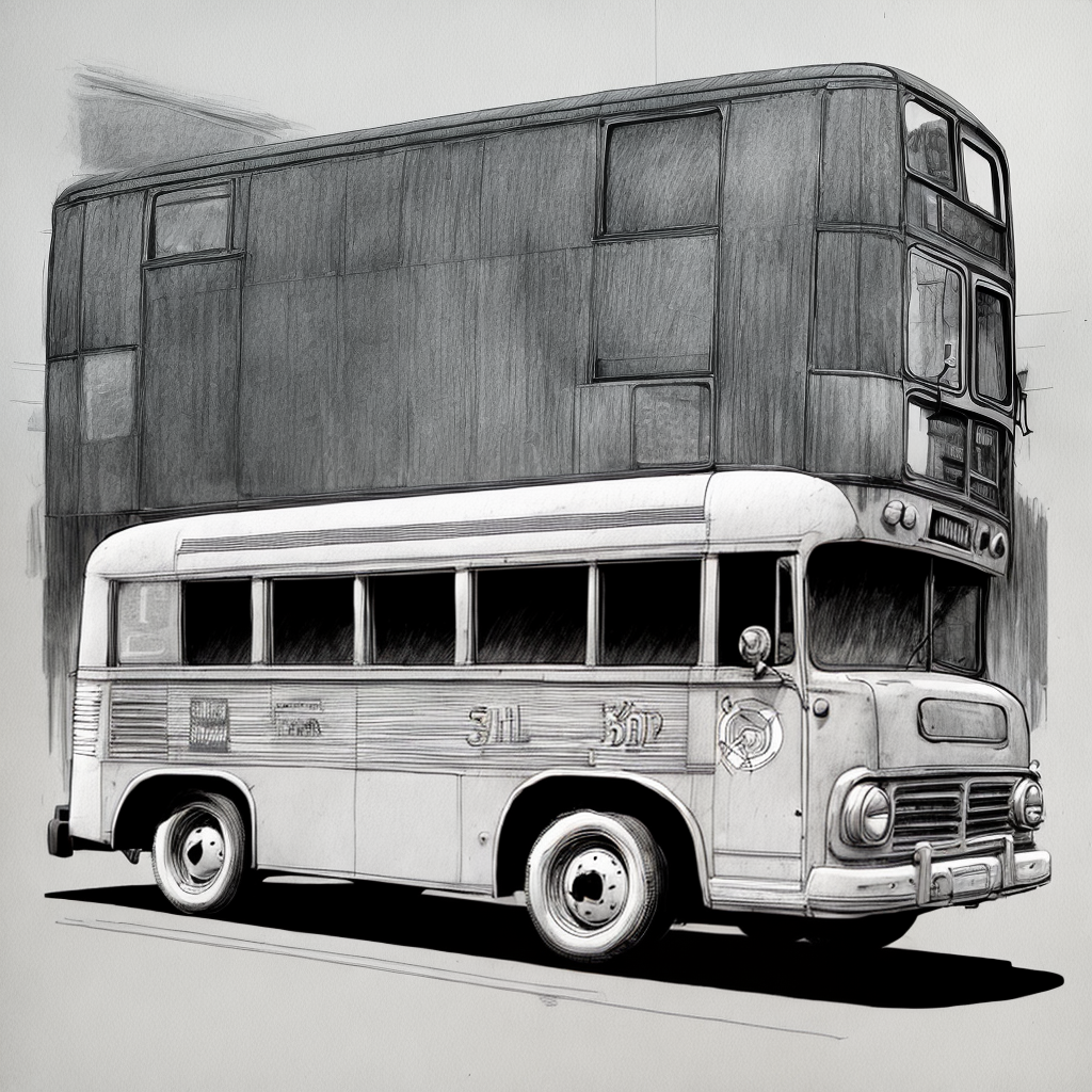 a simple hip hop BUS in the street. COMIC BOOK. SKETCH STYLE. BLACK AND ...