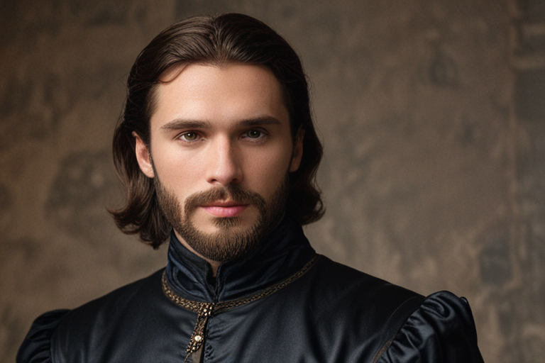 French tudor era prince, dark hair, brown eyes, prominent nose, trimmed ...