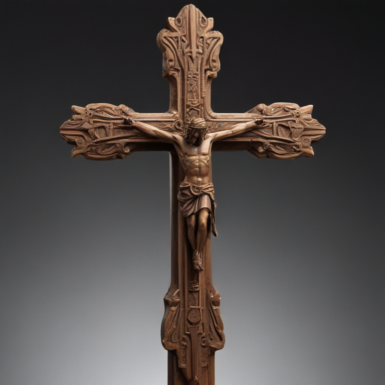 Intricate Wooden Crucifix Depicting the Crucifixion of Jesus Christ in ...