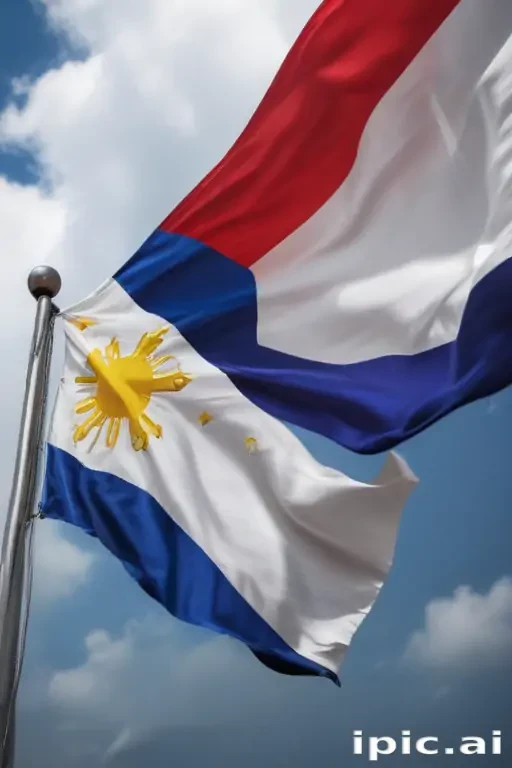 Flag of the Philippines Waving Proudly Against a Bright Blue Sky