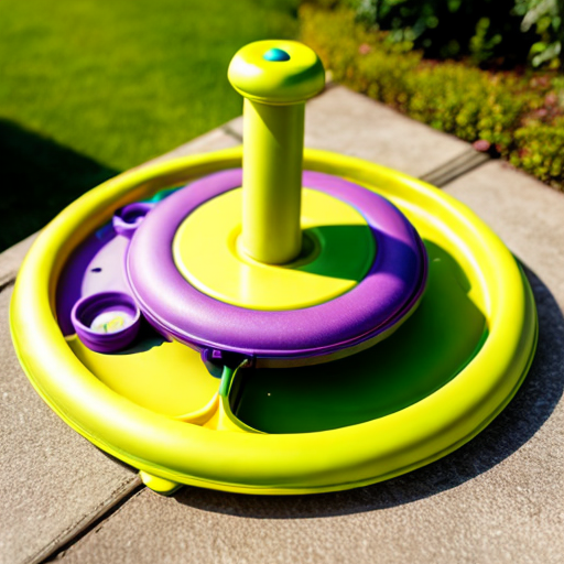 wibble wobble toy on a wobble board wobbling around in a garden