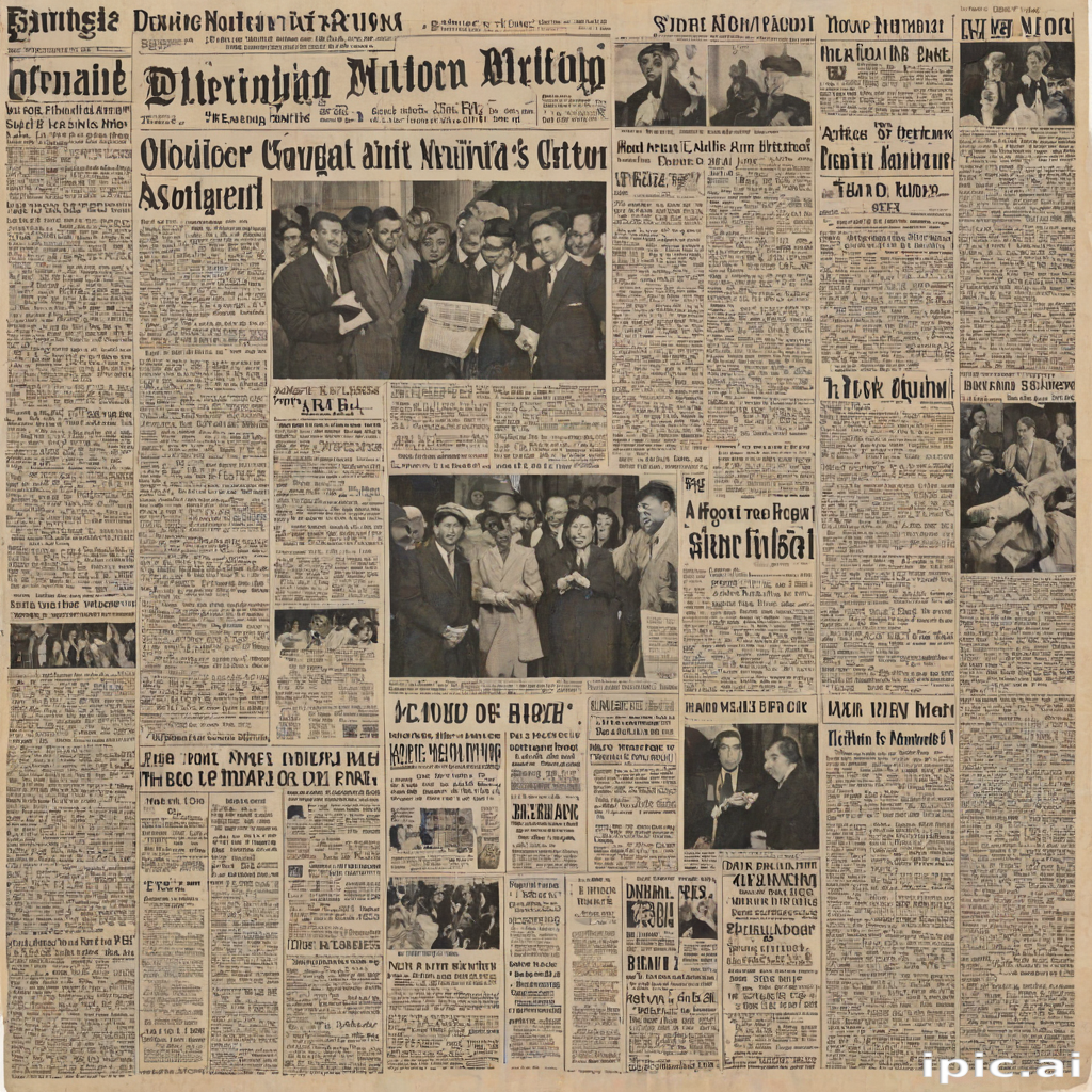 Historic Newspaper Front Page Featuring Significant Events and Notable ...