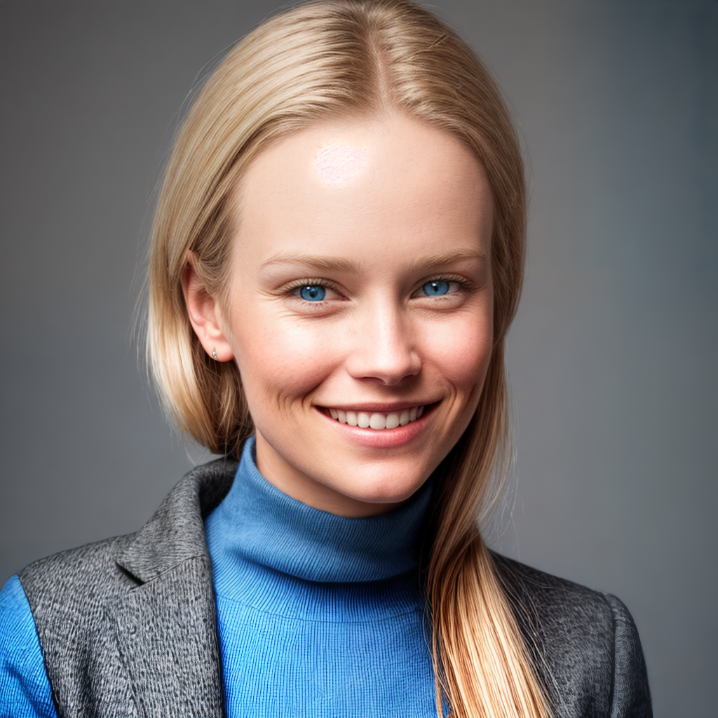 shy smiling Scandinavian female with blonde hair blue eyes full face ...