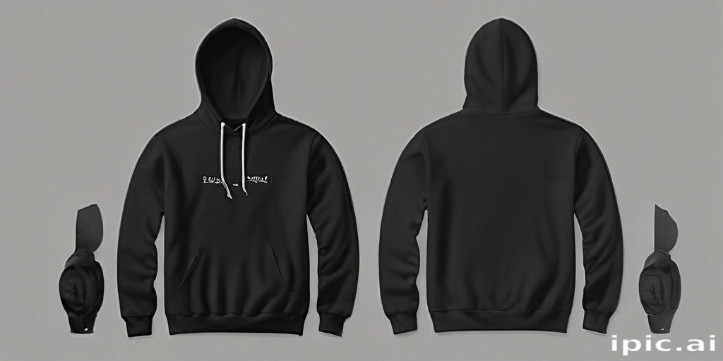 Stylish Black Hoodie Design Featuring Front and Back View Display