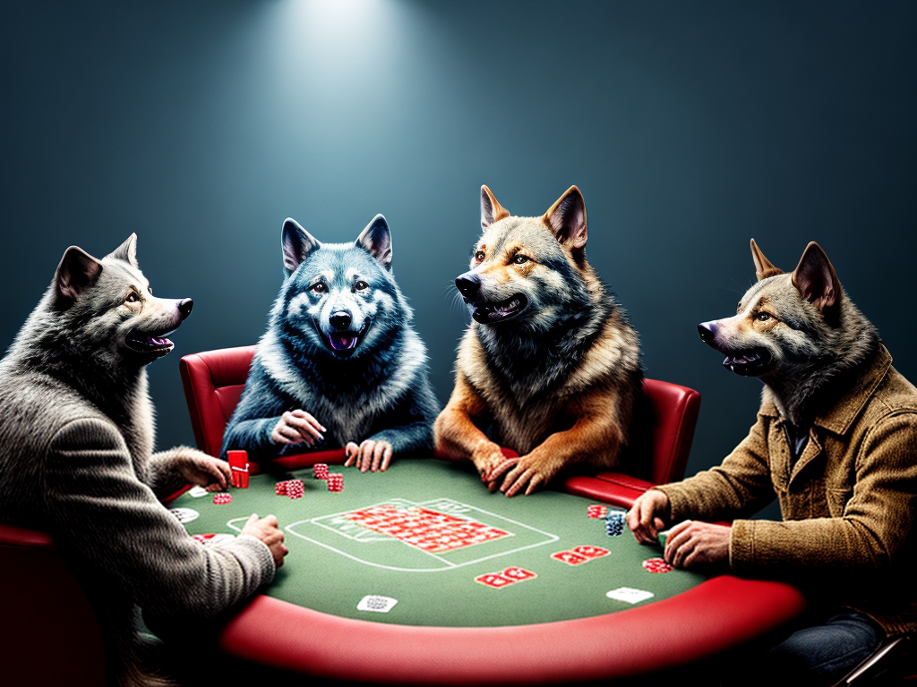 Evil Pigs vs wolves in poker with no people