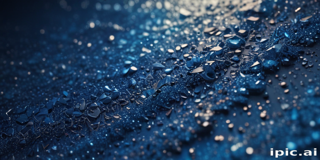 Beautiful Close-Up of Glimmering Water Droplets on a Dark Blue Surface