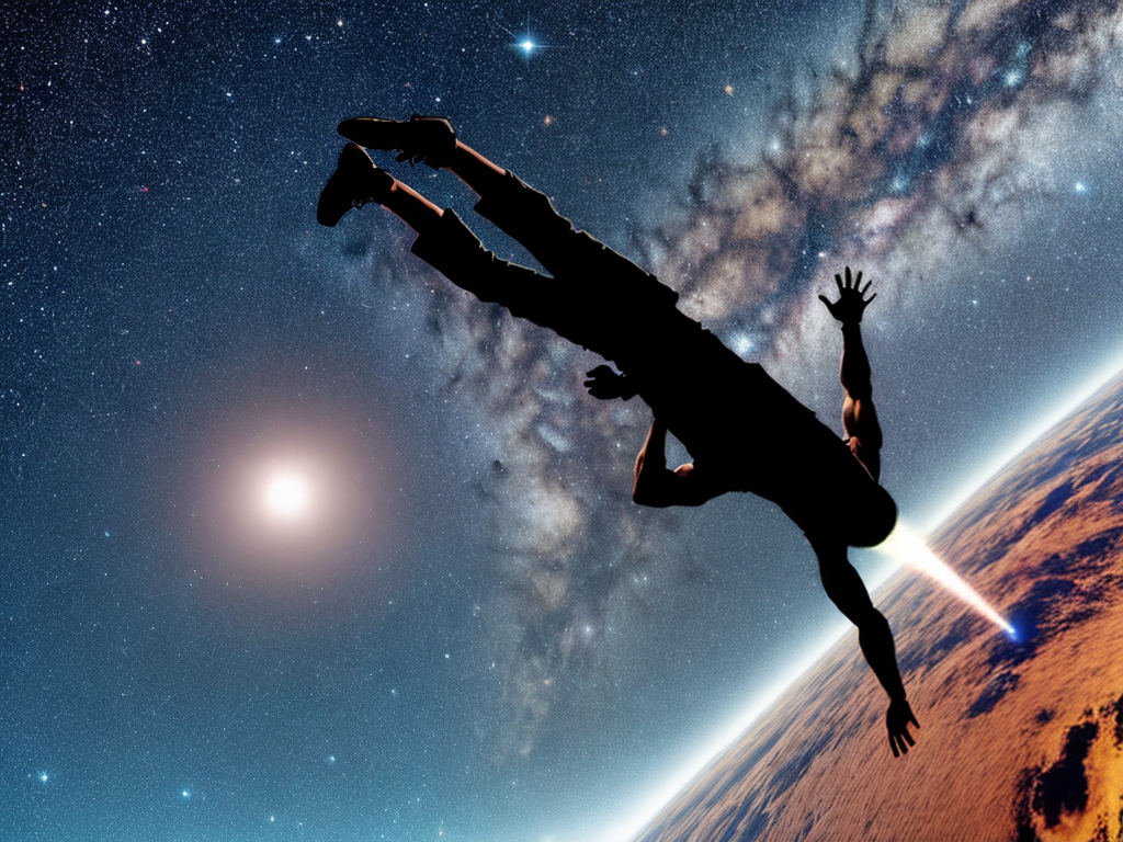 Man floating in space