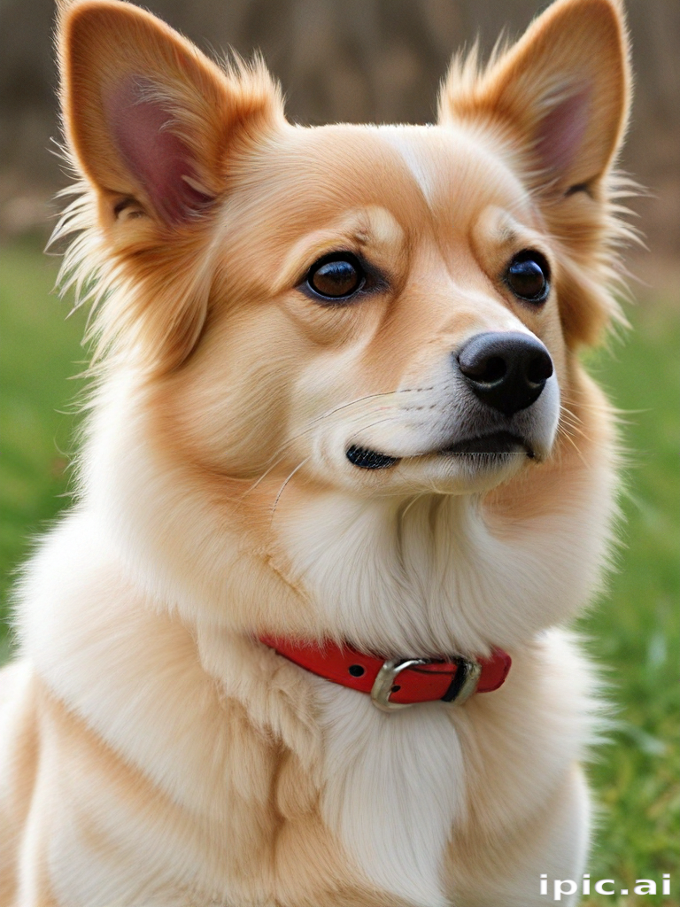 A Beautiful Corgi Dog with Fluffy Fur Posing in the Park.