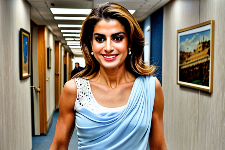 The Queen Rania of jordan Enter an airport search room and takes off ...