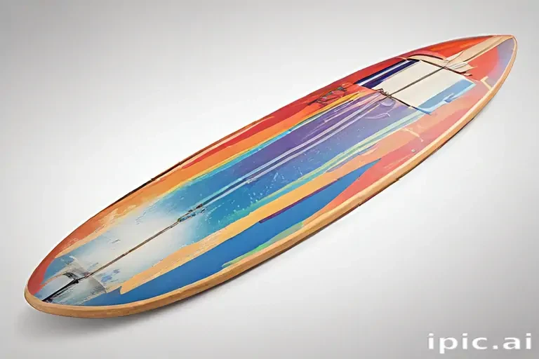 Colorful Surfboard with Vibrant Abstract Design Perfect for Summer Waves