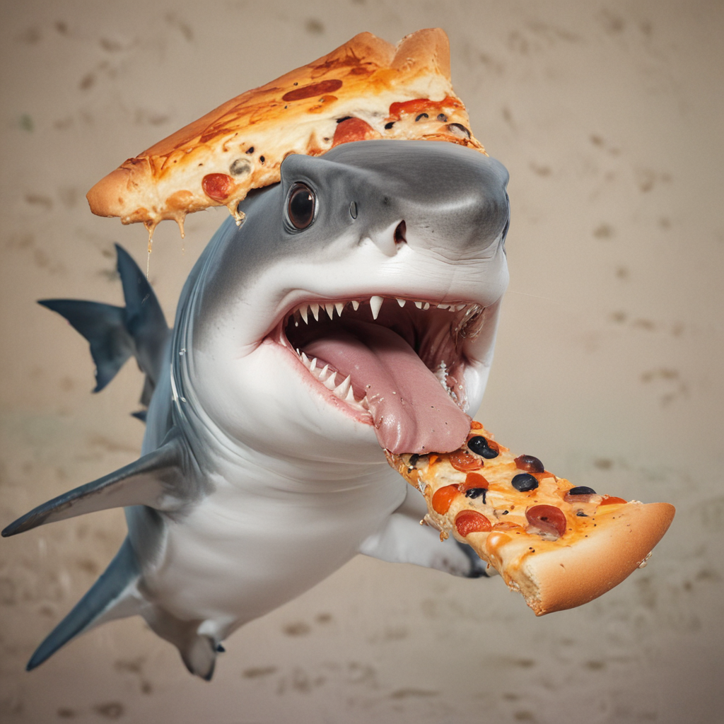 Shark eating a pizza