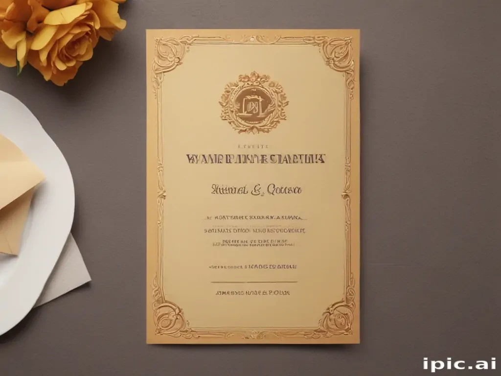 Elegant Invitation Design Featuring Intricate Gold Foil and Floral Accents