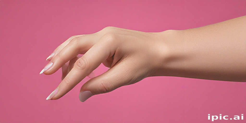 Elegant Hand Gesture Against a Bright Pink Background with Stylish Nails