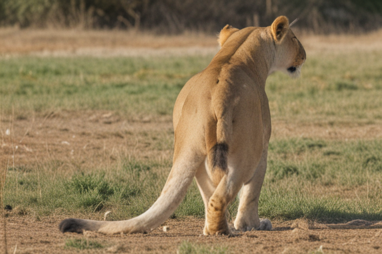 lioness backside raised tail