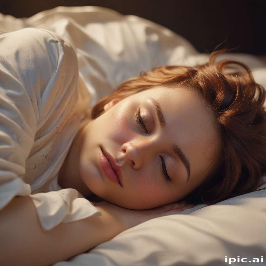 Peaceful Moment: A Young Woman Enjoys a Serene Sleep in Bed