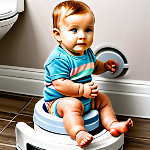 human baby sitting on potty seat