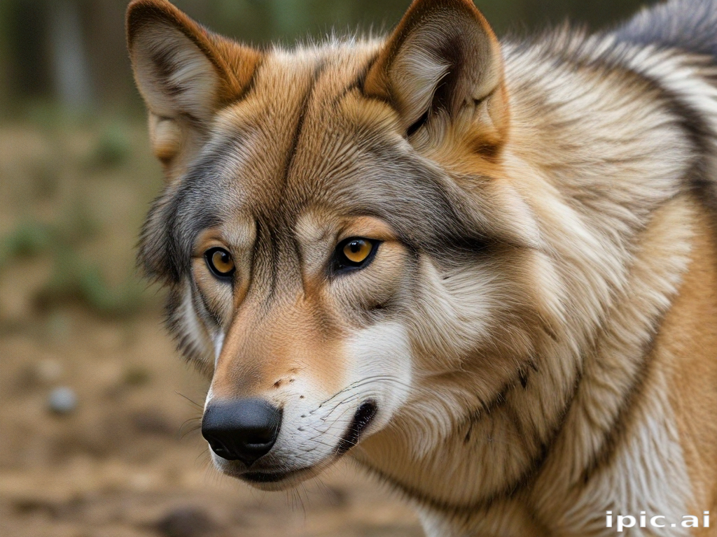A Close-Up Portrait of a Majestic Wolf in Its Natural Habitat.