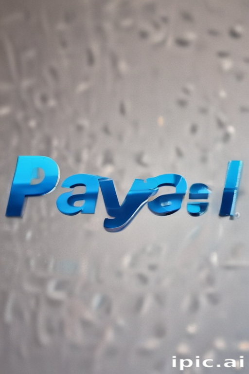 Stylized PayPal Logo with a Reflective Surface and Water Droplets
