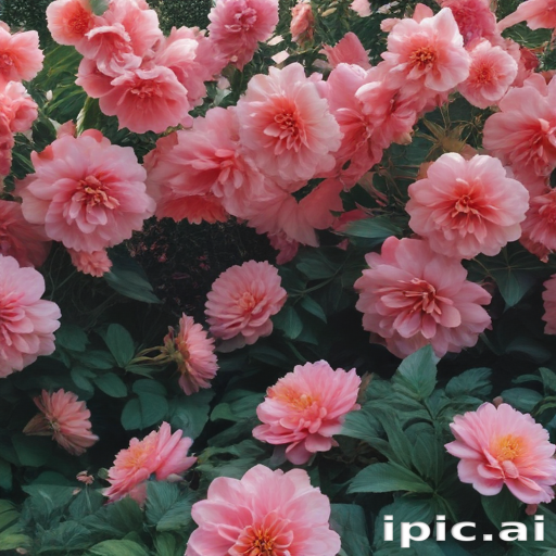 Beautiful Garden Scene Featuring Vibrant Pink Flowers in Full Bloom