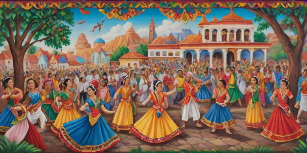 Vibrant Celebration of Traditional Dance in a Colorful Cultural ...