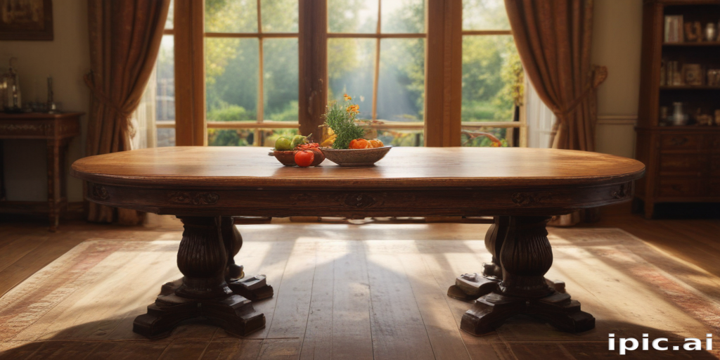 A Cozy Dining Table Set with Fresh Fruits and Vegetables in Sunlight