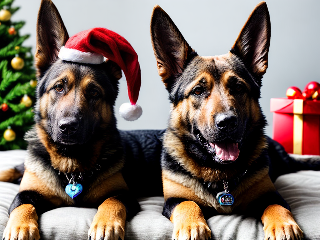 German Shepherd Dog wishing Merry Christmas