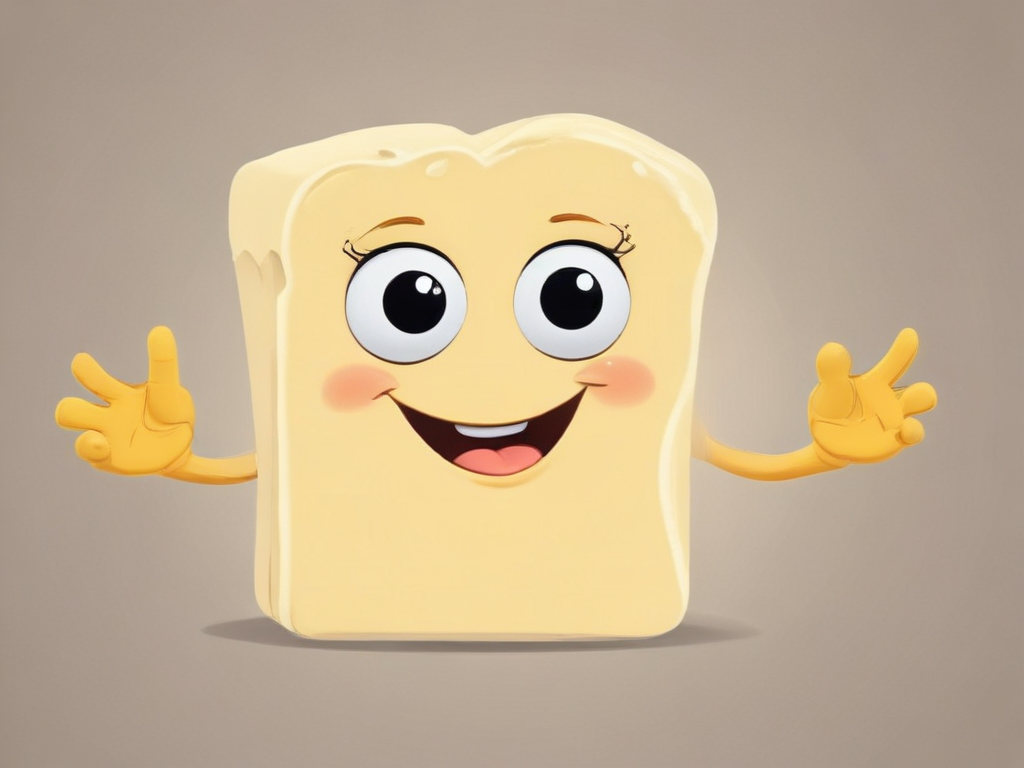 butter who is smiling and waving to me in cartoon graphic