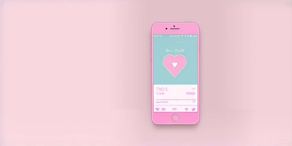 Stylish Pink Smartphone Displaying a Heart-Themed App on a Soft Background