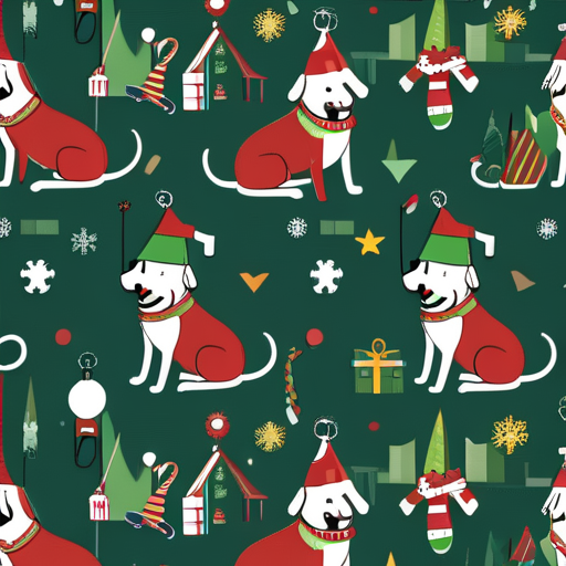 Festive Holiday Pattern Featuring Cheerful Dogs in Santa Hats and ...
