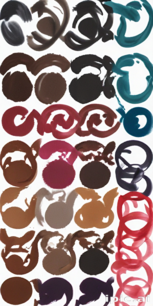 Color Palette Display Featuring Various Circular and Swirled Paint Samples