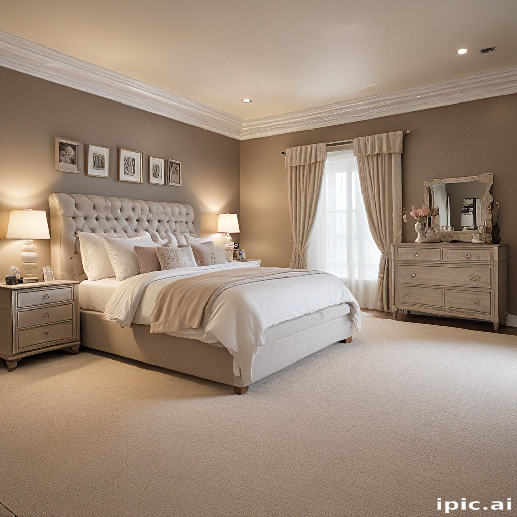 Elegant and Cozy Bedroom Design with Soft Color Palette and Stylish Decor
