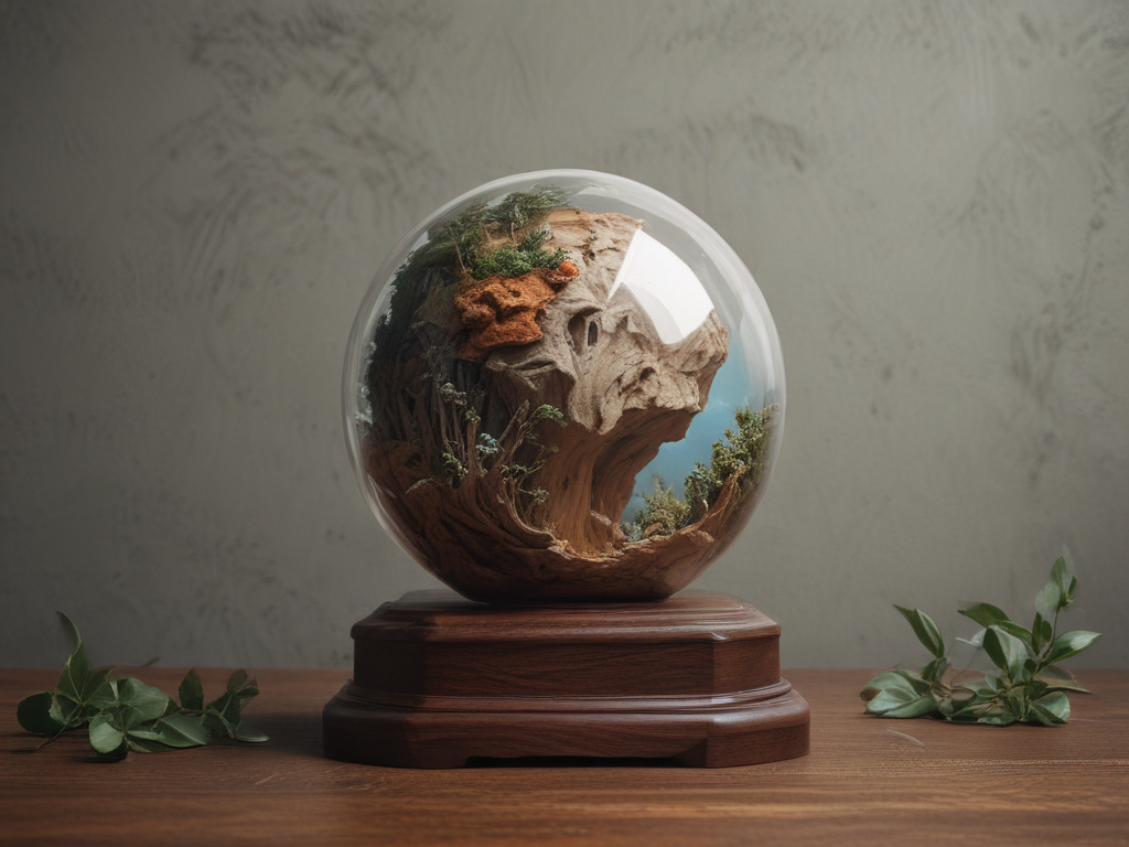 Intricate Glass Sphere Showcasing a Miniature Natural Landscape with ...