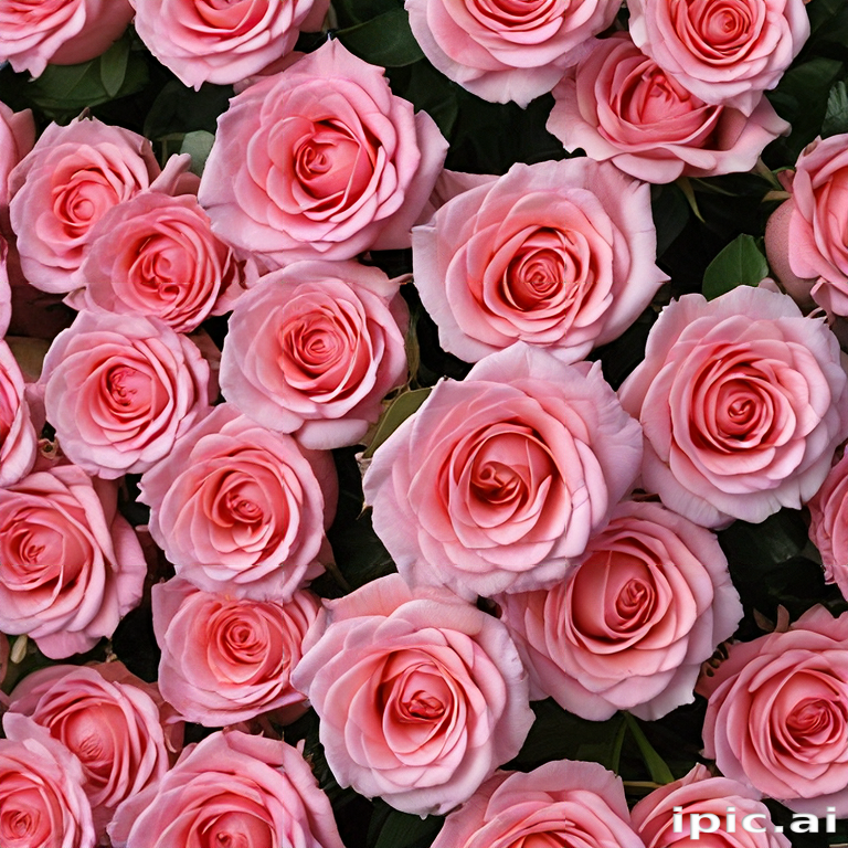 A Beautiful Arrangement of Soft Pink Roses in Full Bloom Displaying ...