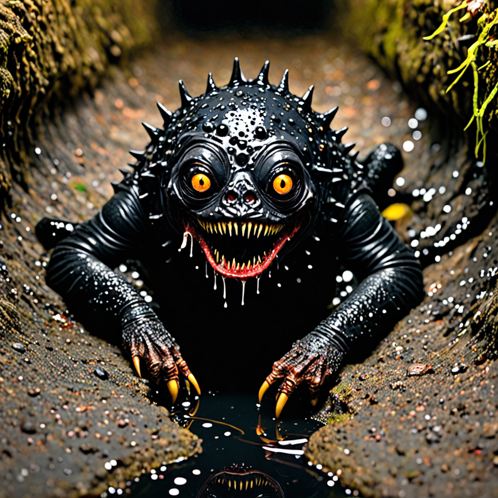 scariest black dirty sewer creature