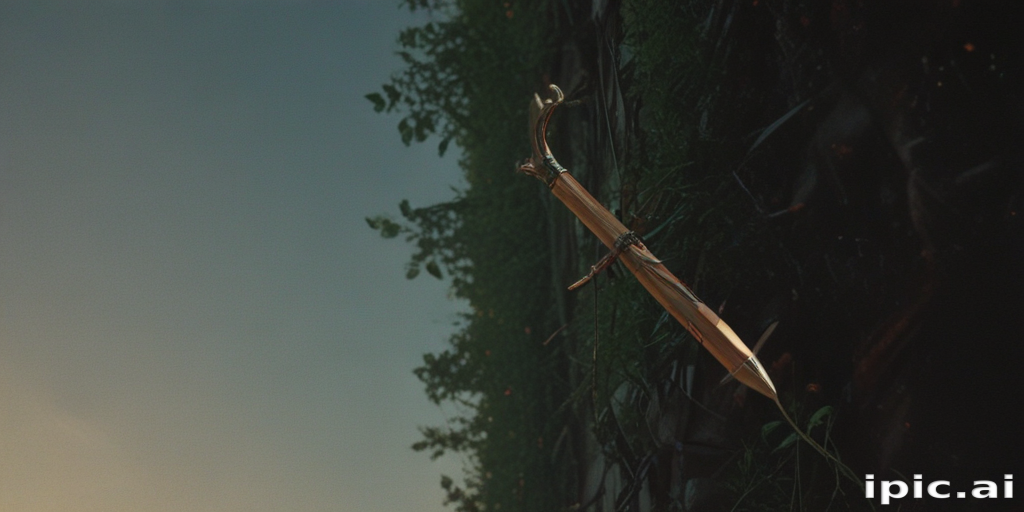 An Intricate Sword Embedded in Nature, Surrounded by Lush Greenery
