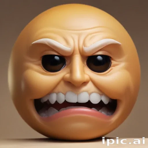 A Cartoonish Angry Face with Exaggerated Features and Intense Expression.