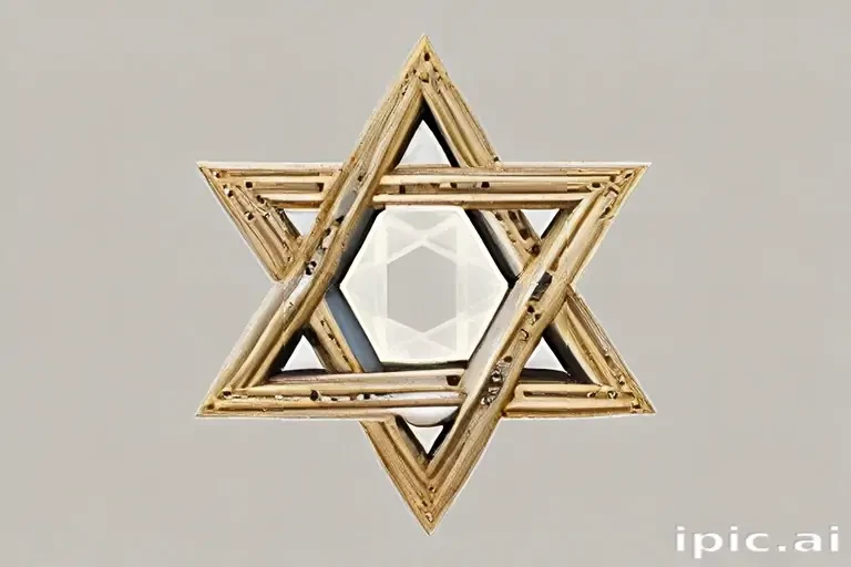 Elegant Star of David Pendant with Intricate Design and Faceted Centerpiece