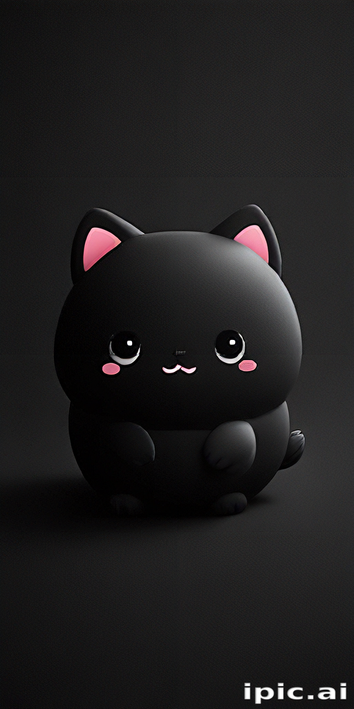 Adorable Black Cat Figurine with Cute Features Against a Dark Background
