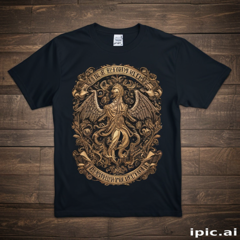 Intricate Design of a Mythical Creature on a Stylish T-Shirt