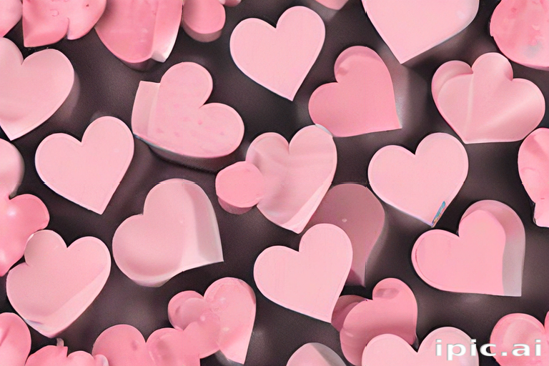 A Colorful Arrangement of Pink Hearts on a Dark Background.