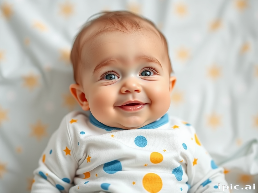 Adorable Baby with Bright Blue Eyes and a Joyful Smile