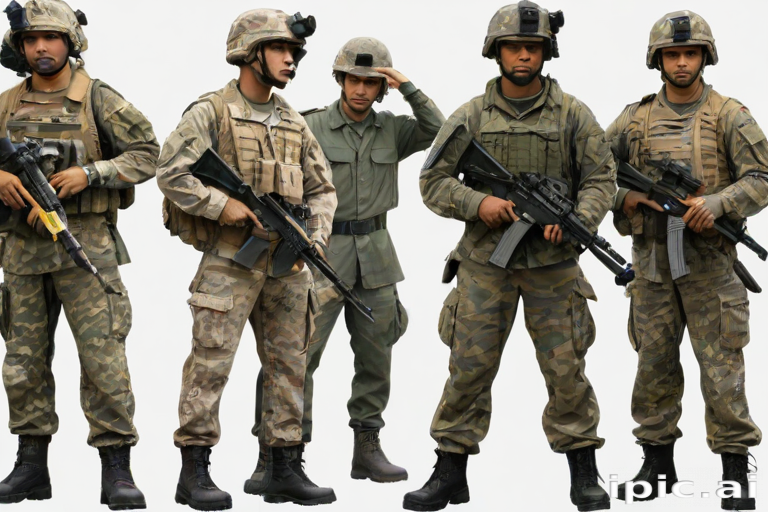 Different Military Uniforms Displayed by Soldiers in Various Combat ...