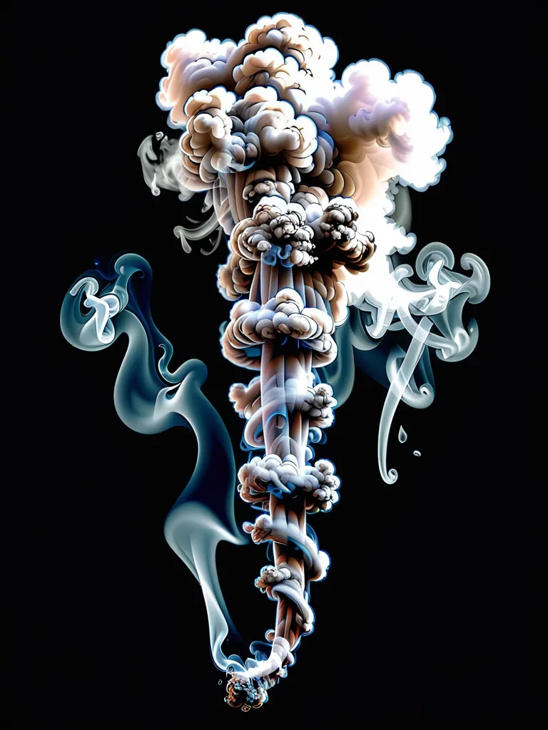Swirling Clouds of Colorful Smoke in a Dramatic Vertical Formation